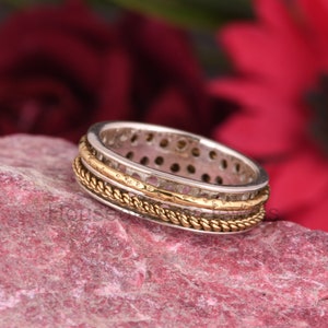 925 Sterling Silver Double Band Designer Spinner Ring, Twisted Wire ...