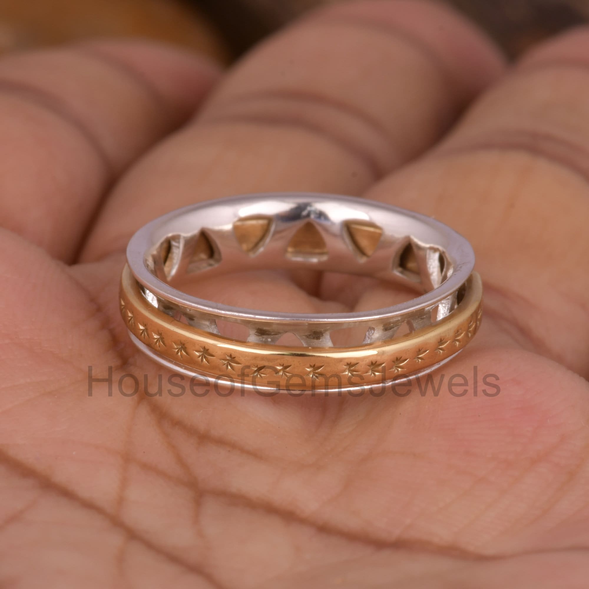 Magical Power Spinner Ring, 925 Sterling Silver Ring, Star Patten Brass ...