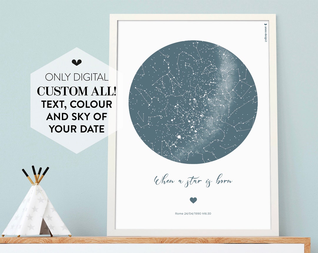 Star Map Poster Constellation Map Birthday Gift Idea the - Etsy