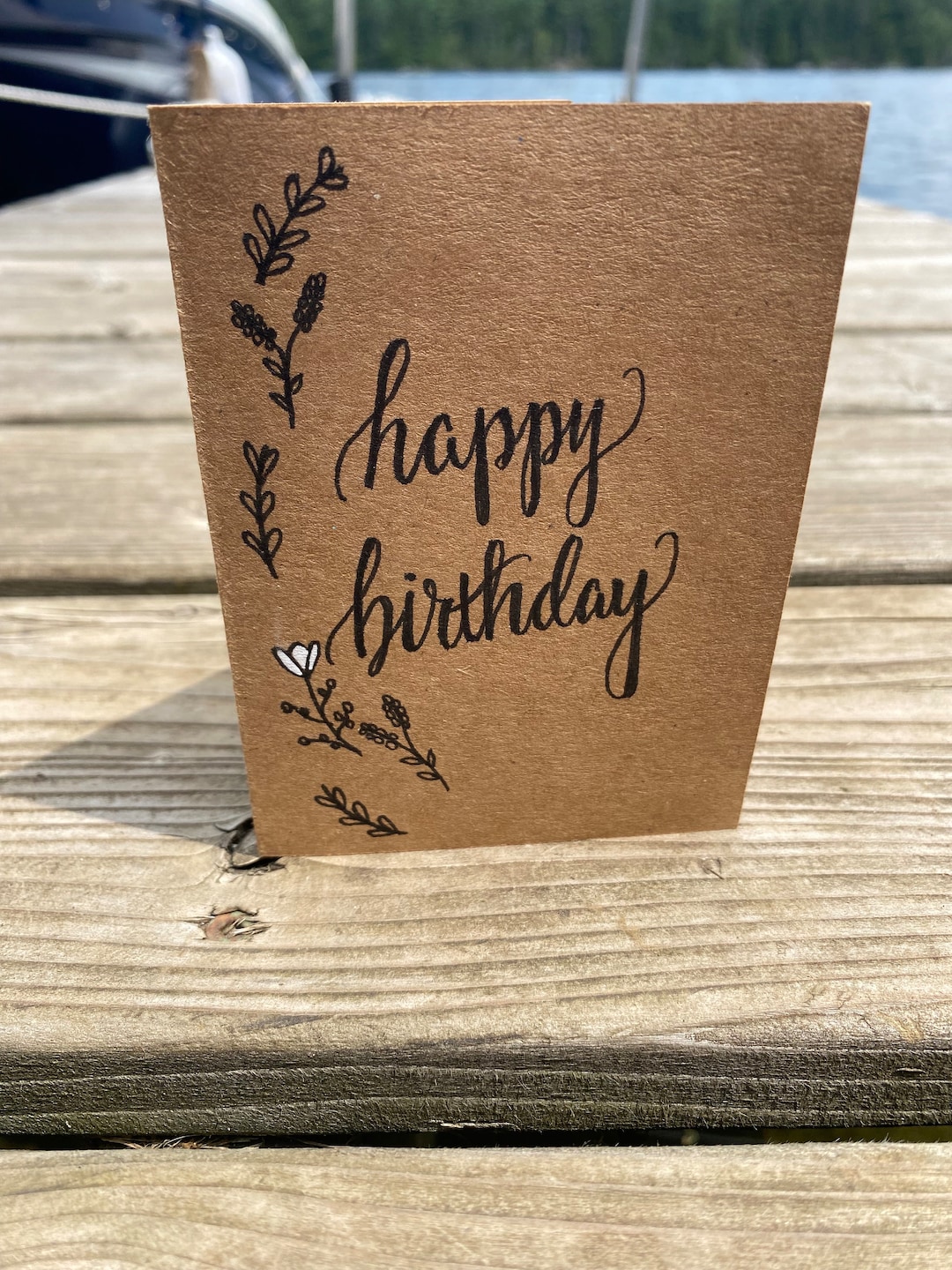 Happy Birthday Card; Minimalist Birthday; Floral With White Accent - Etsy