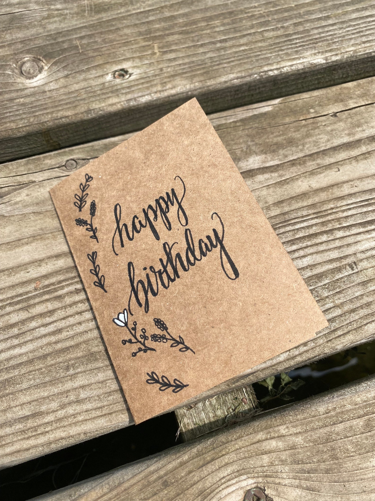 Happy Birthday Card; Minimalist Birthday; Floral With White Accent - Etsy