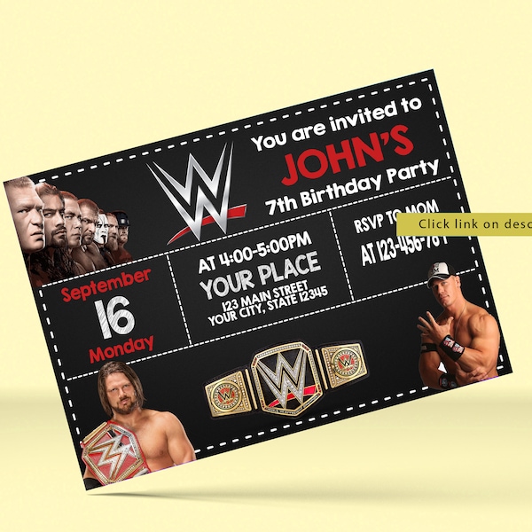 Wwe Birthday Invitations - Etsy