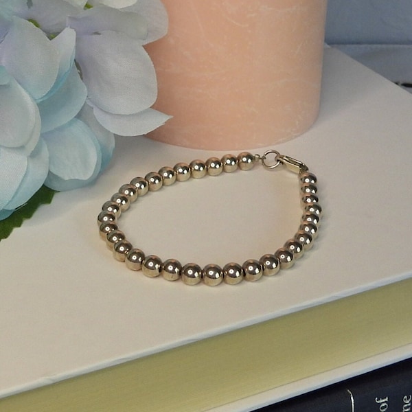 6mm Sterling Silver Bead Bracelet - Etsy