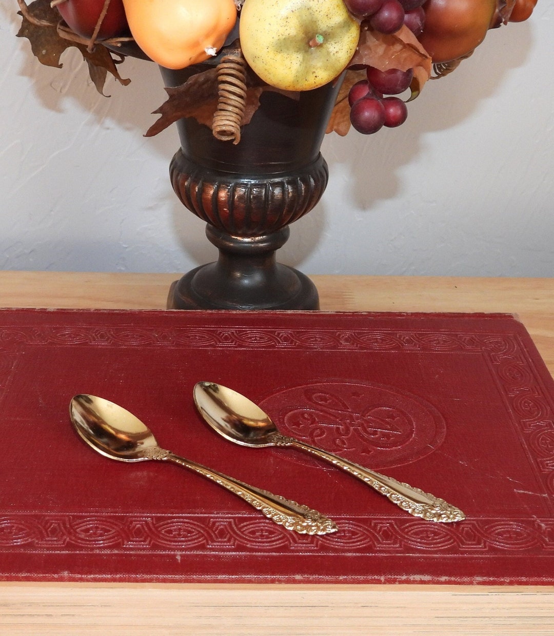 Pair of 4.625 Gold Stainless Steel Demitasse Spoons Prestige Patter by ...