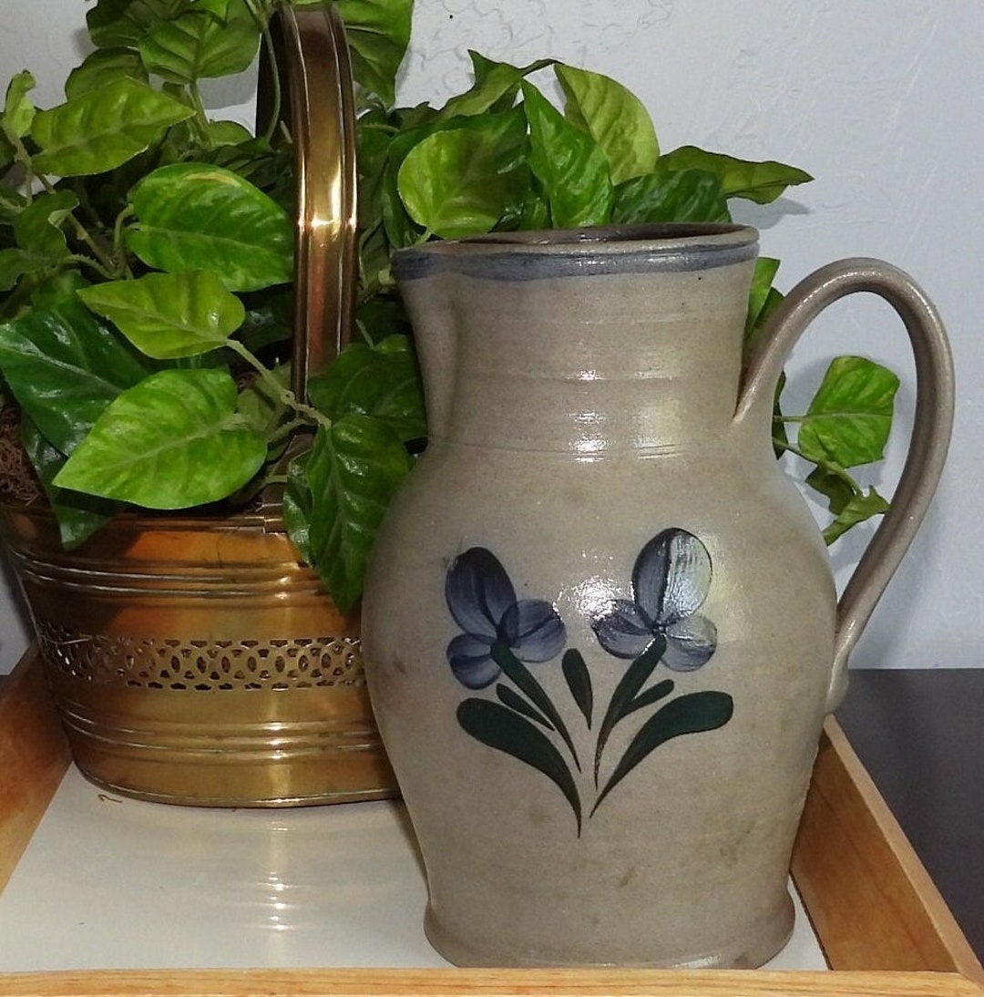 9" Bowie Pottery Works Artisan Ceramic Bluebonnet Pitcher/carafe/vessel ...