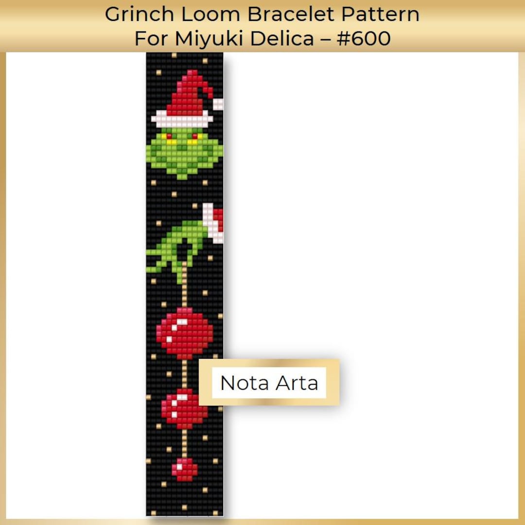 Beaded Grinch Xmas Loom Bracelet PDF Pattern for Miyuki Delica 11/0, NA ...