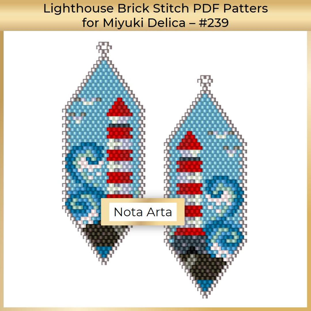 Beaded Lighthouse Brick Stitch Earrings Sea PDF Pattern for Miyuki ...