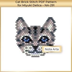 Beaded Grey Cat Brick Stitch PDF Pattern for Miyuki Delica 11/0, NA-291 ...