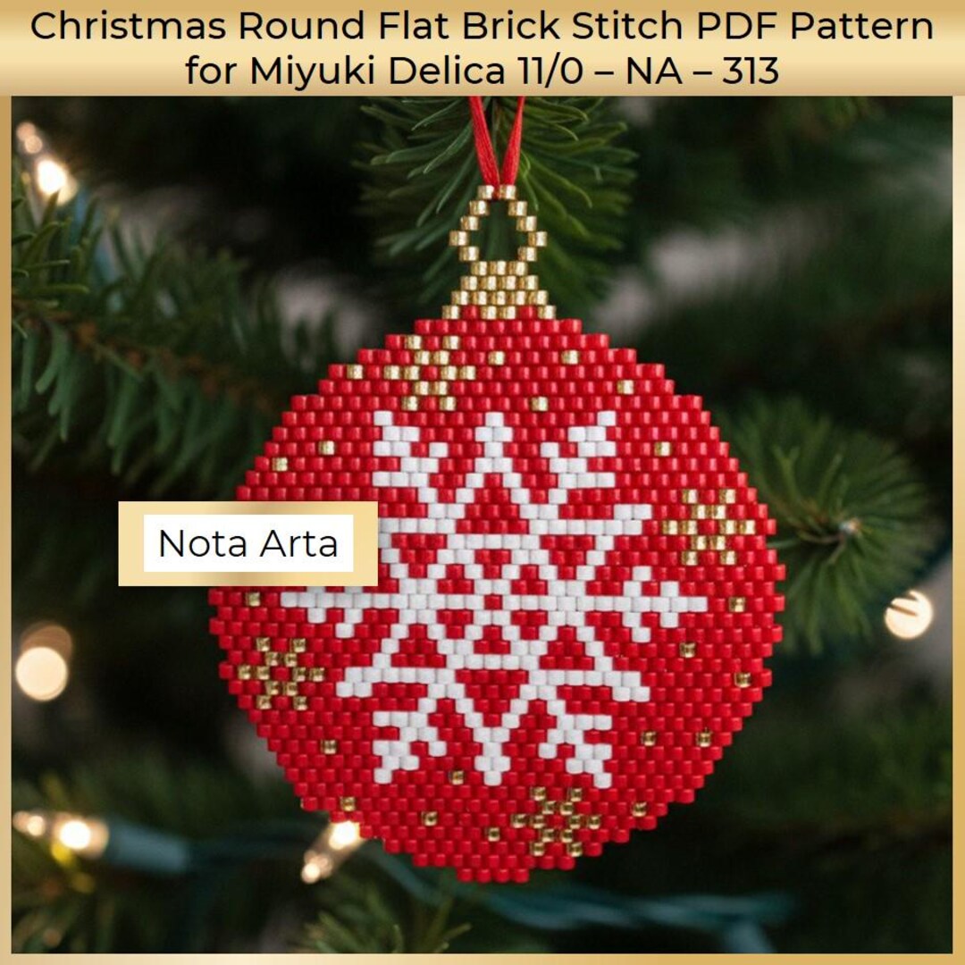 Christmas Snowflake Round Flat Blue Brick Stitch PDF Pattern for Miyuki ...