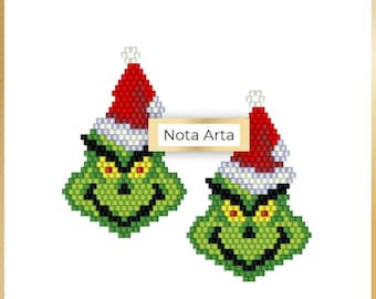 Christmas Bear With Snowflake Round Flat Green Brick Stitch PDF Pattern ...