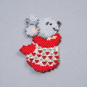Christmas Beaded Brick Stitch PDF Pattern Mouse in a Mitten for Miyuki ...