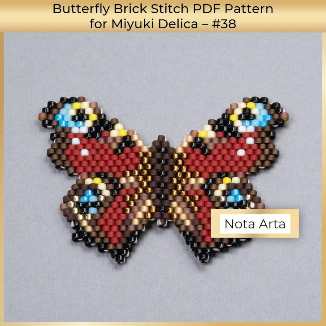 Beaded Butterfly Brick Stitch PDF Pattern for Miyuki Delica 11/0, #38 ...