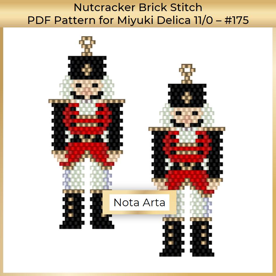 Beaded Nutcracker Brick Stitch Earrings Christmas PDF Pattern for ...