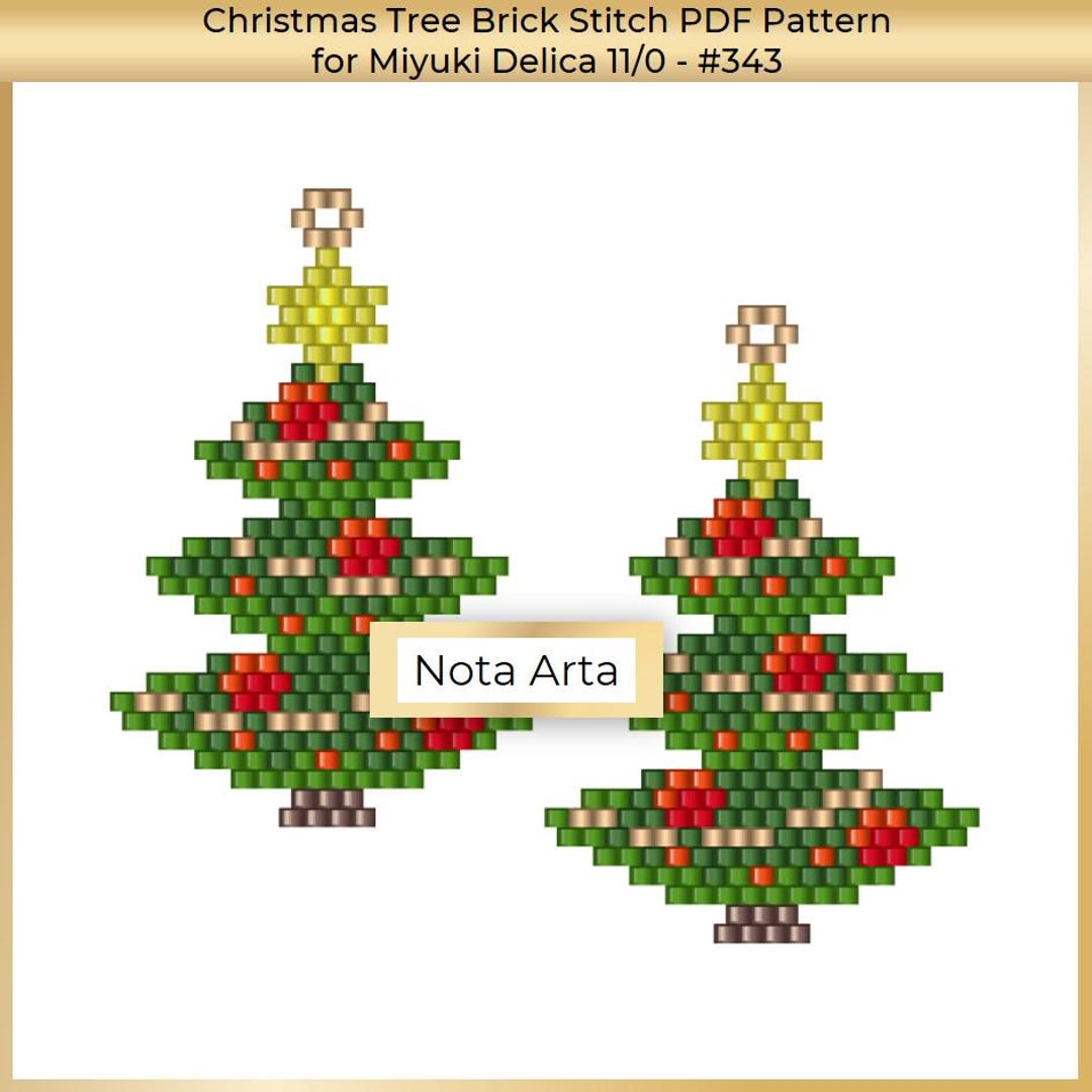 Beaded Christmas Tree Brick Stitch Earrings PDF Pattern for Miyuki ...