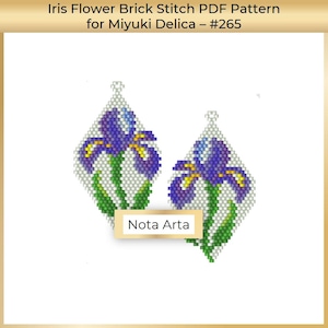 Beaded Iris Flower Brick Stitch Earrings Floral PDF Pattern for Miyuki ...