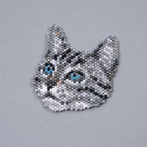 Beaded Grey Cat Brick Stitch PDF Pattern for Miyuki Delica 11/0, #67 - Etsy