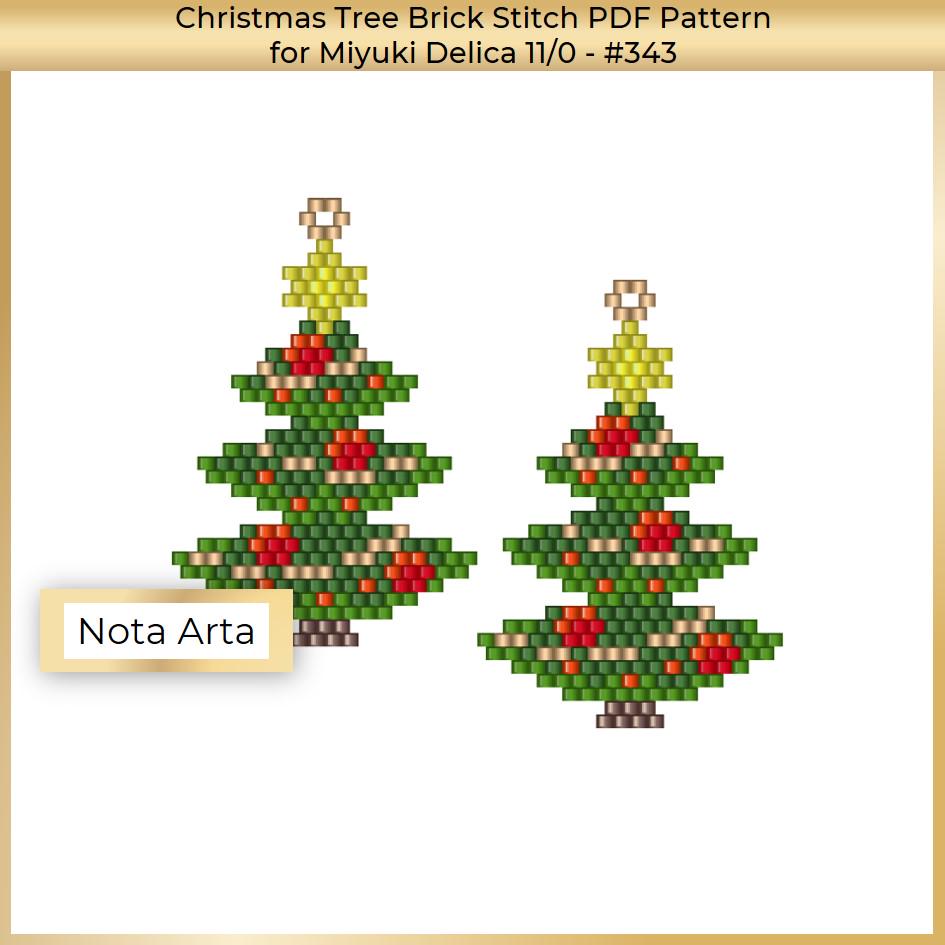 Beaded Christmas Tree Brick Stitch Earrings PDF Pattern for Miyuki ...