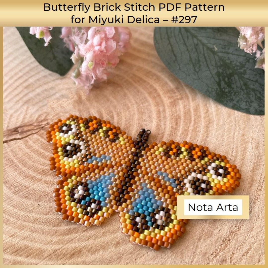 Beaded Butterfly Brick Stitch PDF Pattern for Miyuki Delica 11/0, #297 ...
