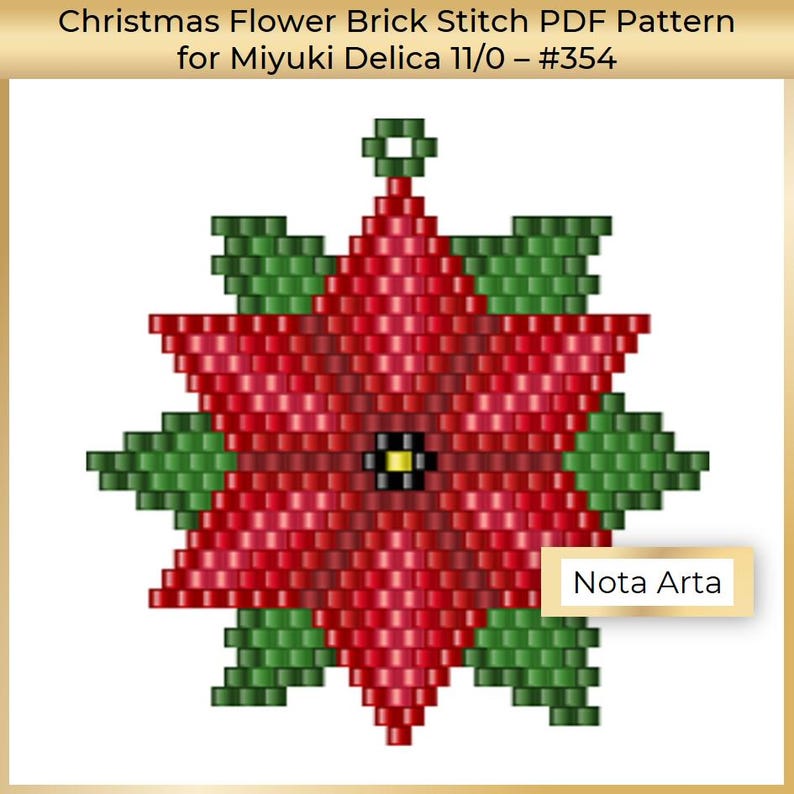 Christmas Flower Brick Stitch Bead PDF Pattern for Miyuki Delica 11/0 ...