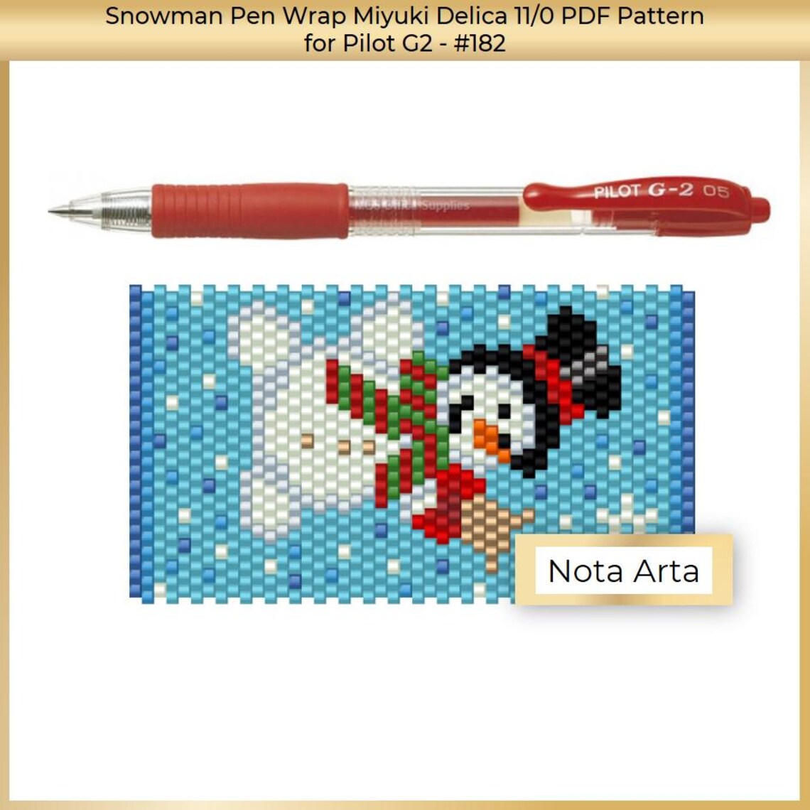 Beaded Christmas Snowman Peyote Even Count Pen Wrap for Pilot G2 PDF ...