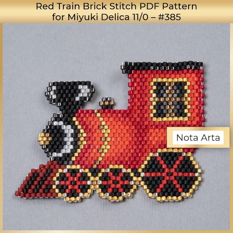 Beaded Red Train Brick Stitch PDF Pattern for Miyuki Delica 11/0, #385 ...