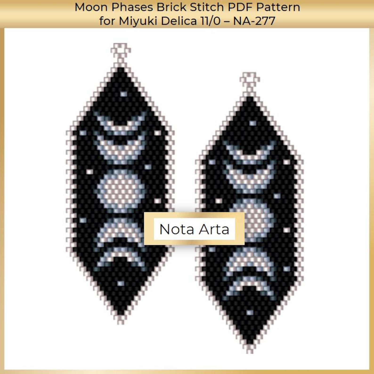 Beaded Moon Phases Brick Stitch Earrings PDF Pattern for Miyuki Delica ...