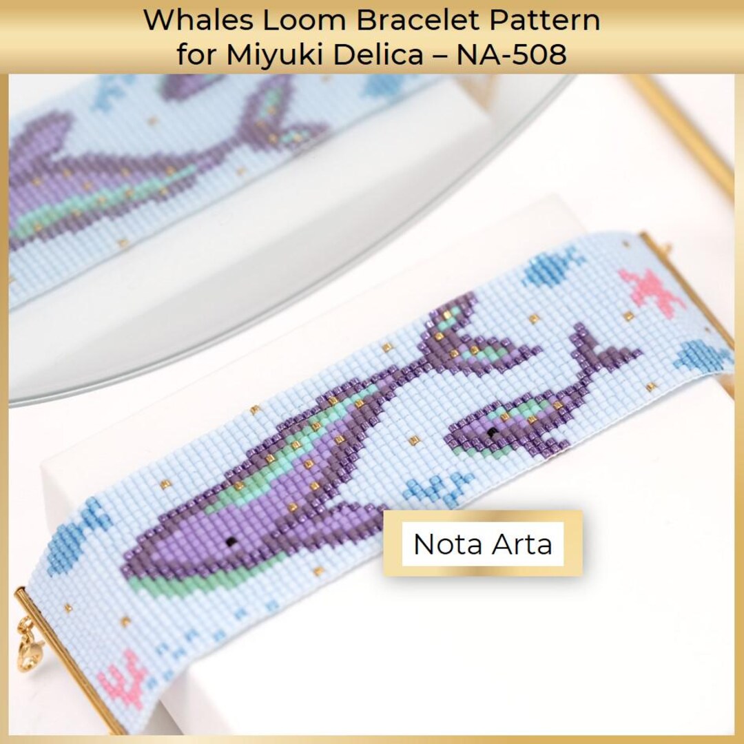 Beaded Whale With a Calf Loom Bracelet PDF Pattern for Miyuki Delica 11 ...