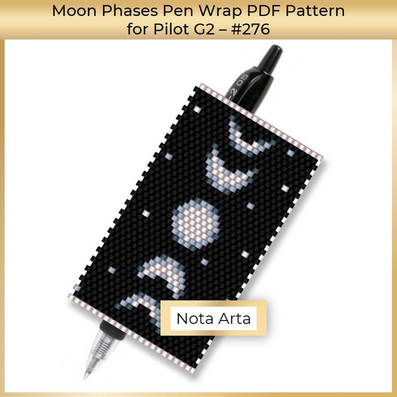 Beaded Moon Phases Peyote Even Count Pen Wrap Pilot G2 PDF Pattern for ...