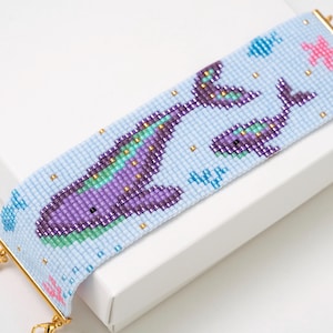 Beaded Whale With a Calf Loom Bracelet PDF Pattern for Miyuki Delica 11 ...