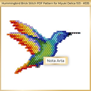 Beaded Hummingbird Brick Stitch PDF Pattern for Miyuki Delica 11/0 ...