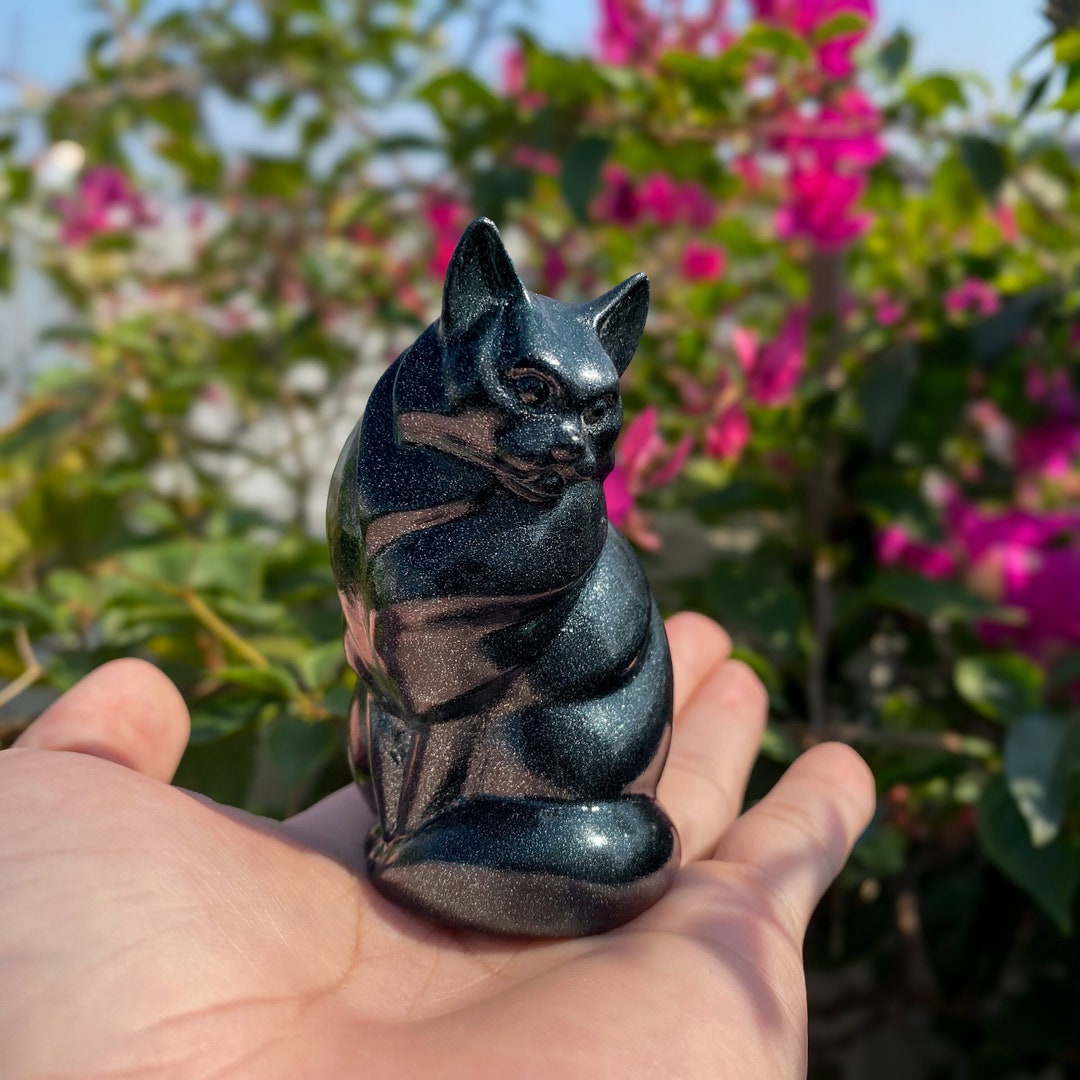 Black Cat Statue, Cute Cat Figurines, Sitting Cat Statue, Black Cat ...