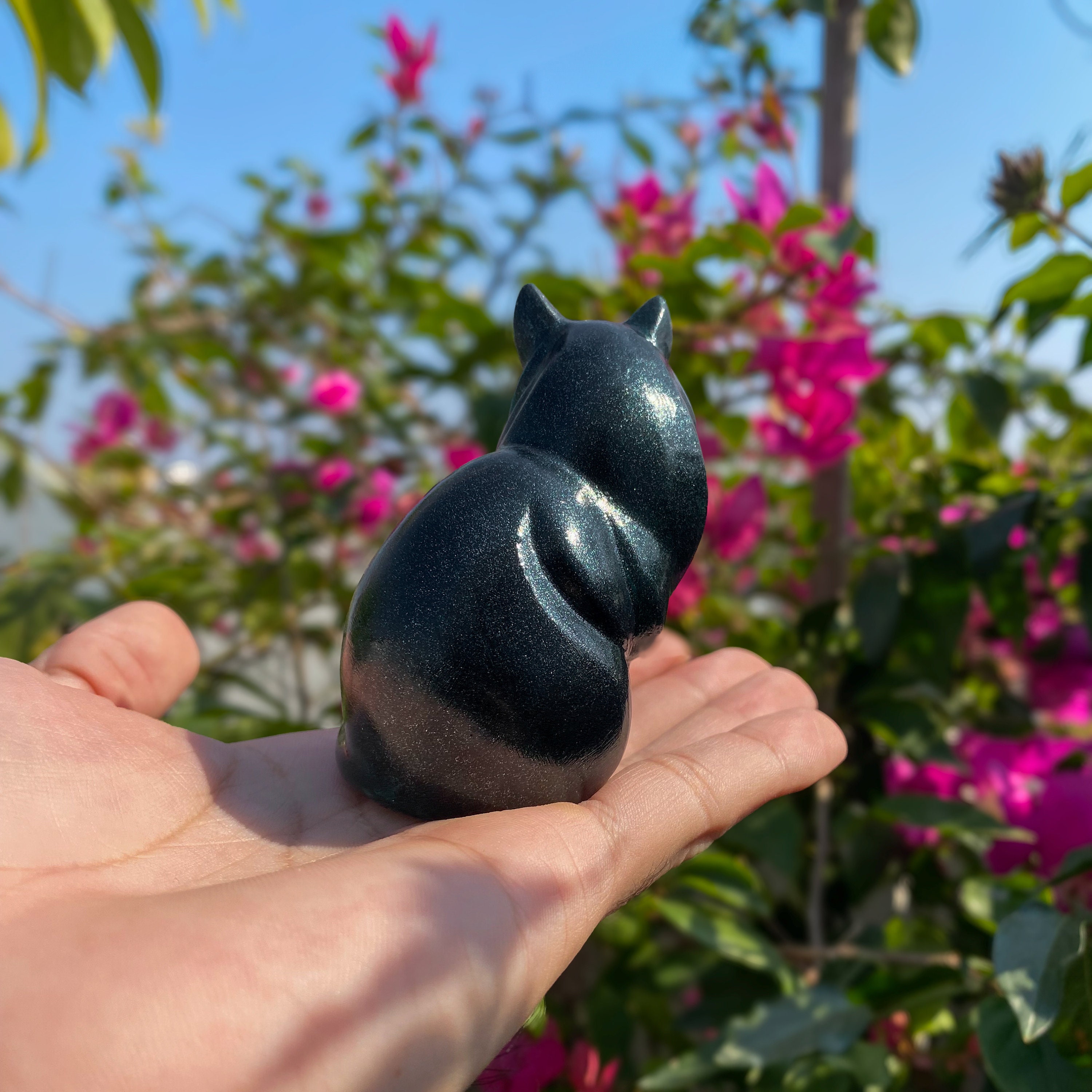 Black Cat Statue, Cute Cat Figurines, Sitting Cat Statue, Black Cat ...