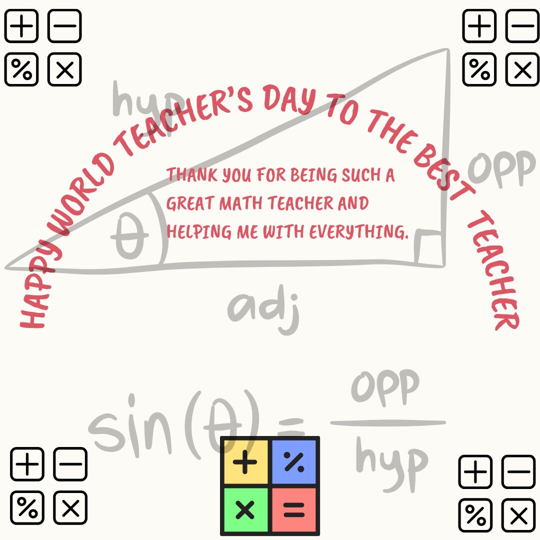 Math World Teacher's Day Editable and Printable Teacher World Teacher's ...