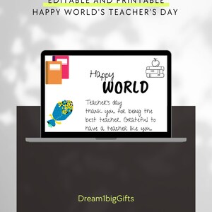 Happy World Teacher's Day - Editable and Printable Teacher World ...