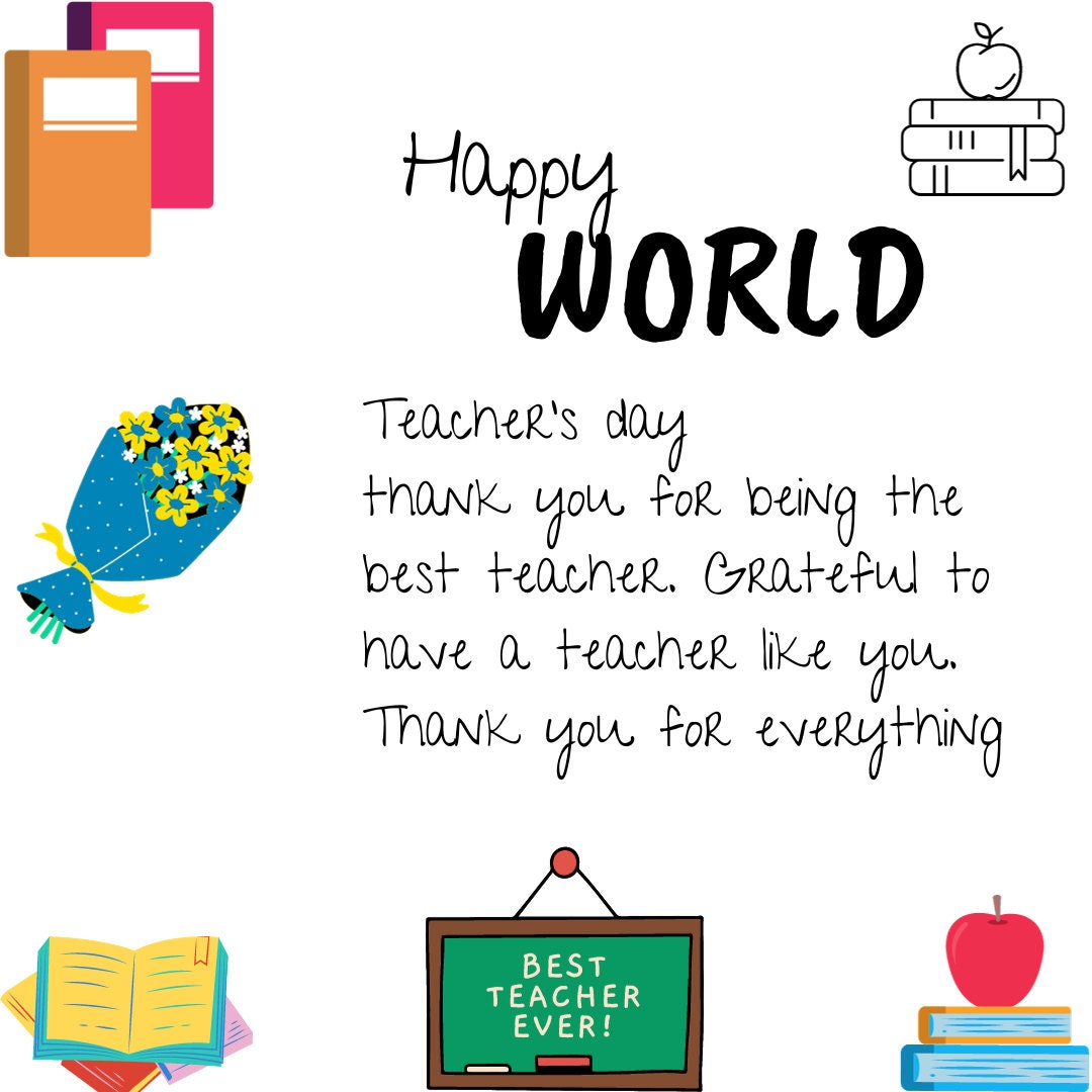 Happy World Teacher's Day - Editable and Printable Teacher World ...