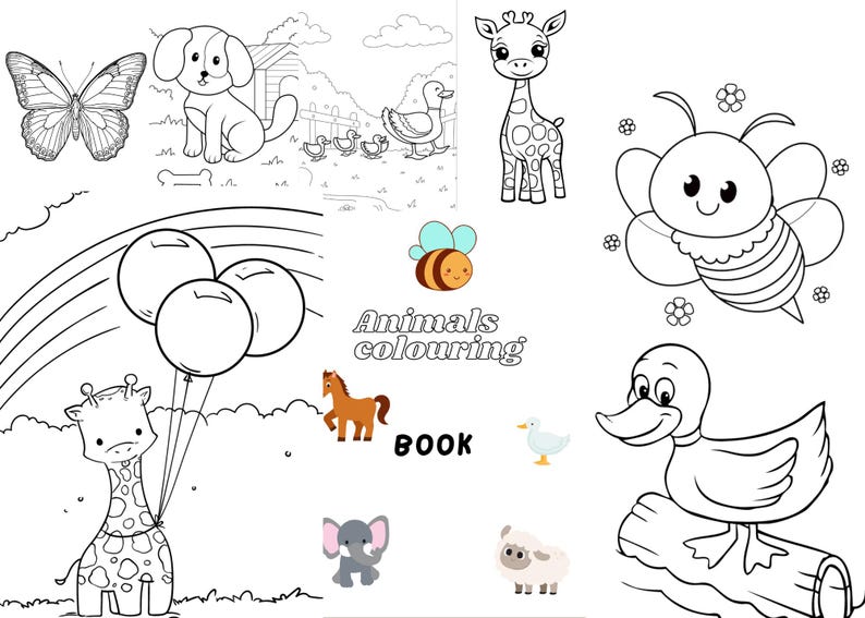 30 Animals Colouring Book, Printable PDF, Animals Colouring Pages for ...