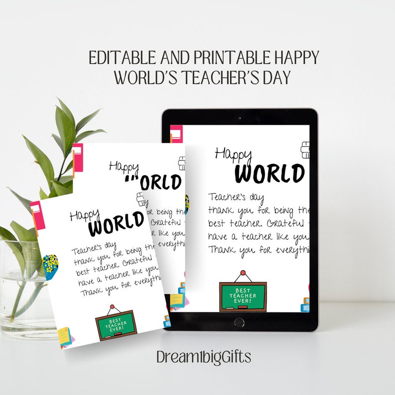 Happy World Teacher's Day - Editable and Printable Teacher World ...