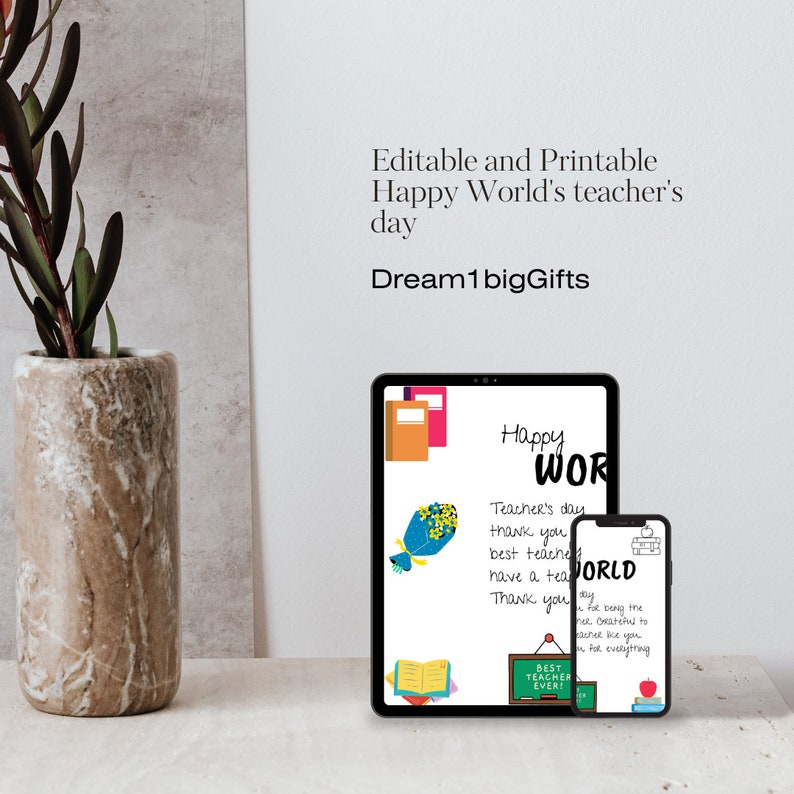 Happy World Teacher's Day - Editable and Printable Teacher World ...