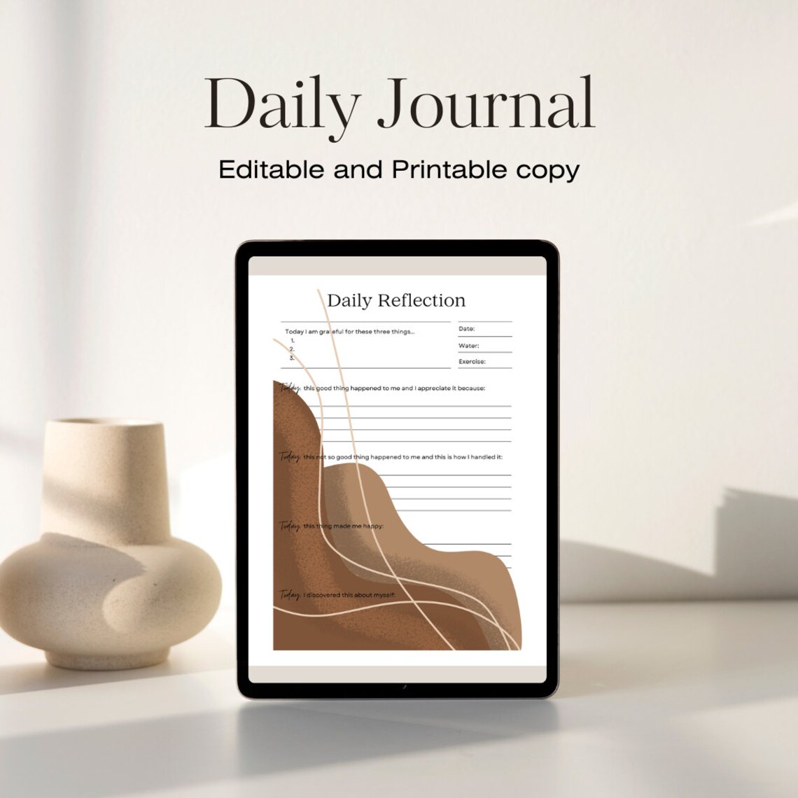 Daily Journal 20 Pages, iPad Journal, Editable and Printable Copy - Etsy