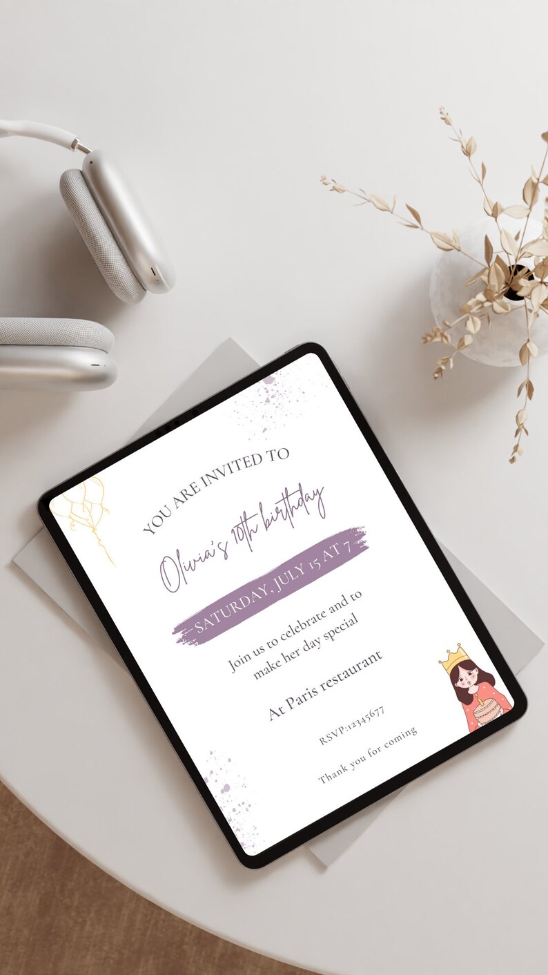 Editable Pink Birthday Invitation.- Birthday Invitation - 5 X 7 ...