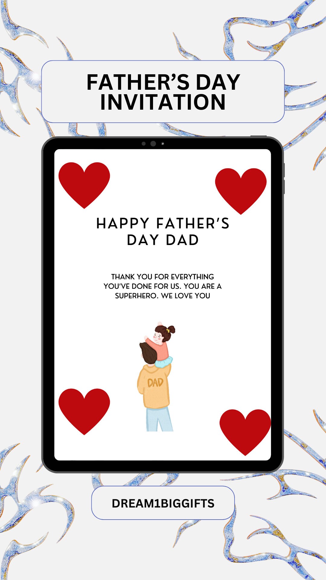 CANVA Template Happy Father's Day - 5 X 7 Editable and Printable Copy ...