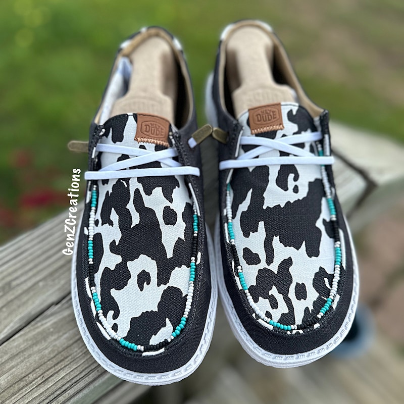 Cow Print Hey Dudes - Etsy