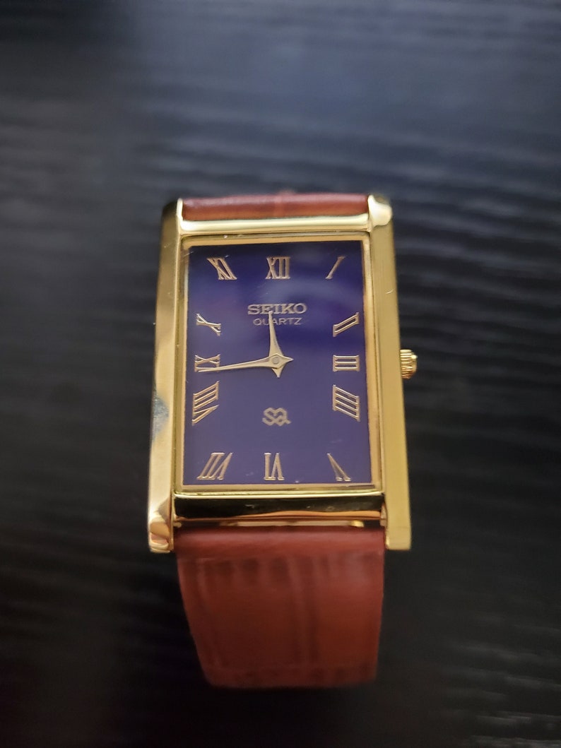 NEW OLD STOCK Rare Vintage Seiko Slim Tank Quartz Men's Leather Watch - Etsy