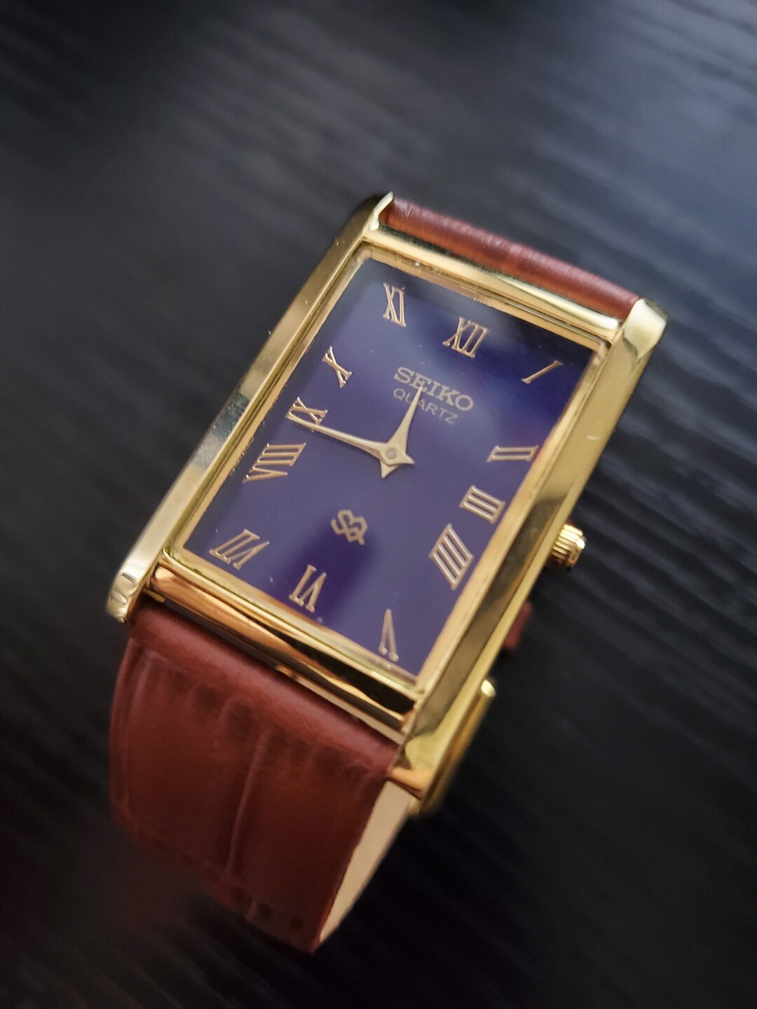 NEW OLD STOCK Rare Vintage Seiko Slim Tank Quartz Men's Leather Watch - Etsy