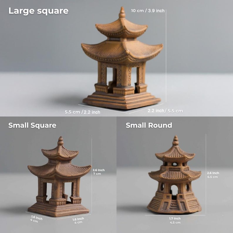 Miniature Ceramic Japanese Pagoda, Bonsai Figurines Zen Garden Decor ...