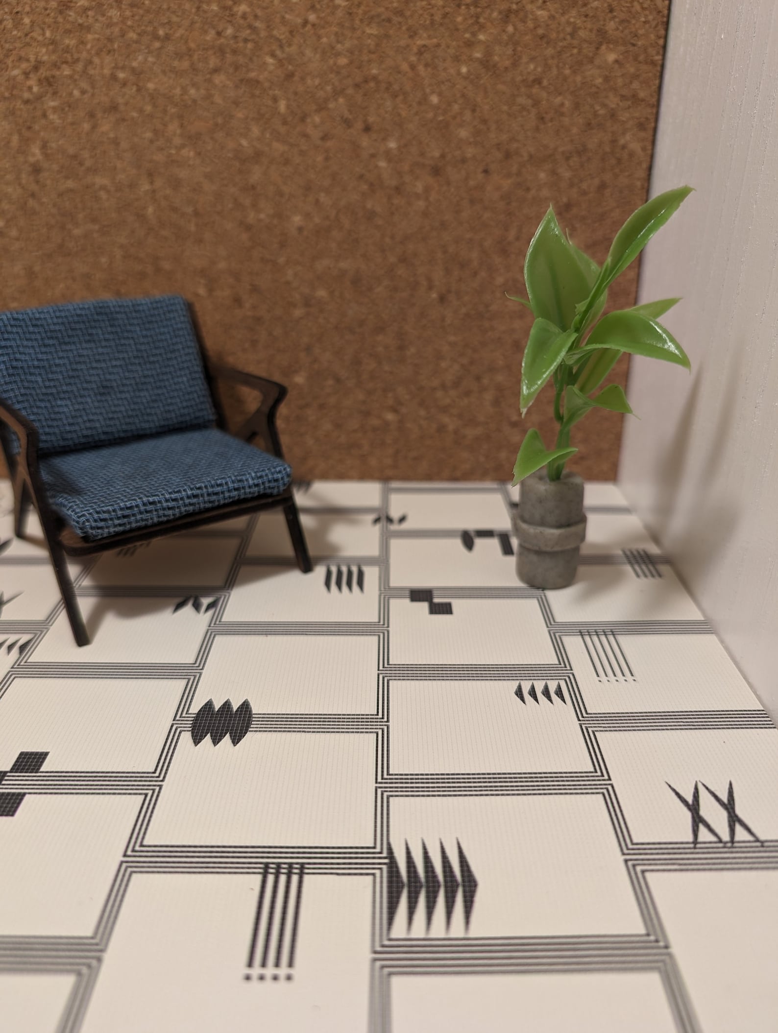 Cream and Black Pattern Tile - Dollhouse & Diorama Accessory Flooring ...