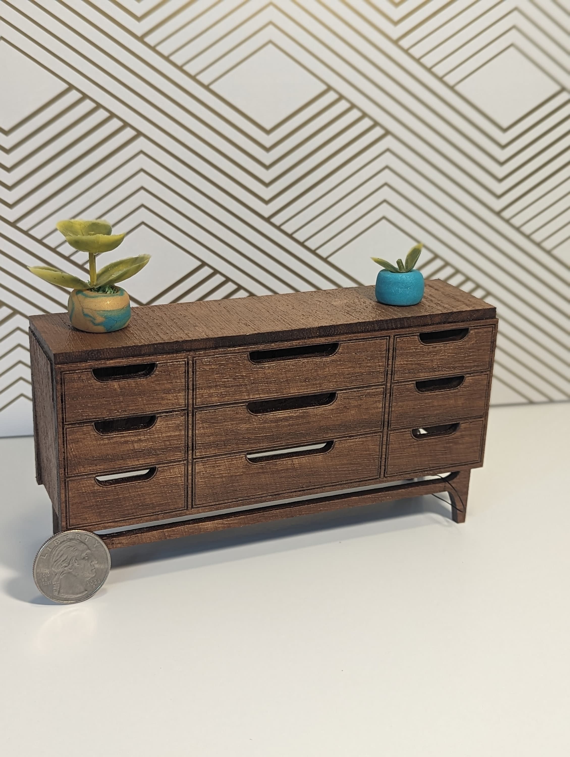 Mid Century 9 Drawer Dresser Miniature - Etsy