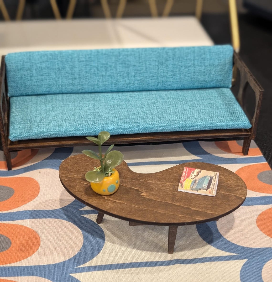Mid Century Modern Kidney Coffee Table Miniature, Dollhouse Furniture ...