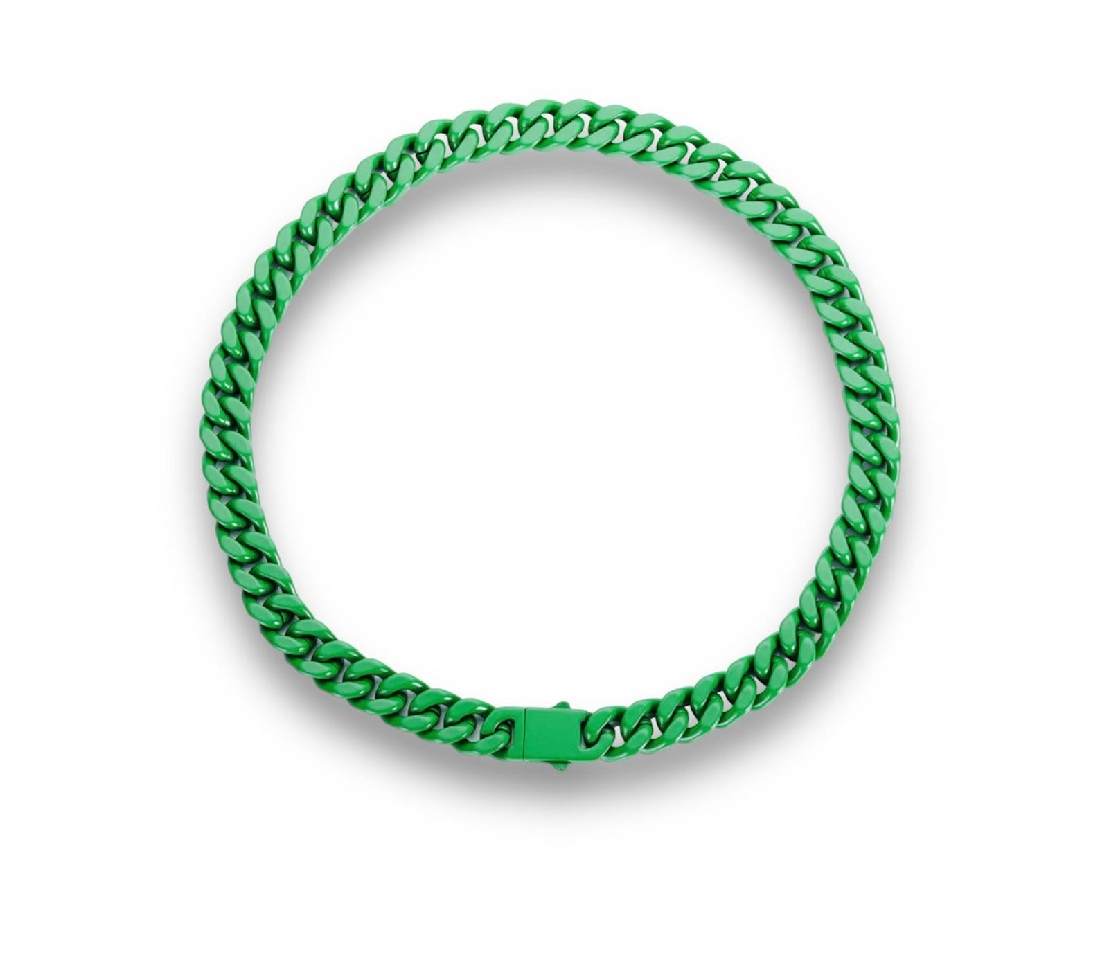 Color Cuban Link Chain: Green - Etsy