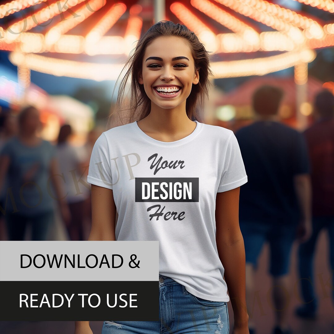 T-shirt Model Bella Canvas 3001 Mockup Woman Model T Shirt Model Model ...